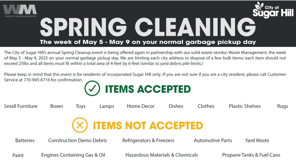 Spring Cleaning 2025 – City of Sugar Hill